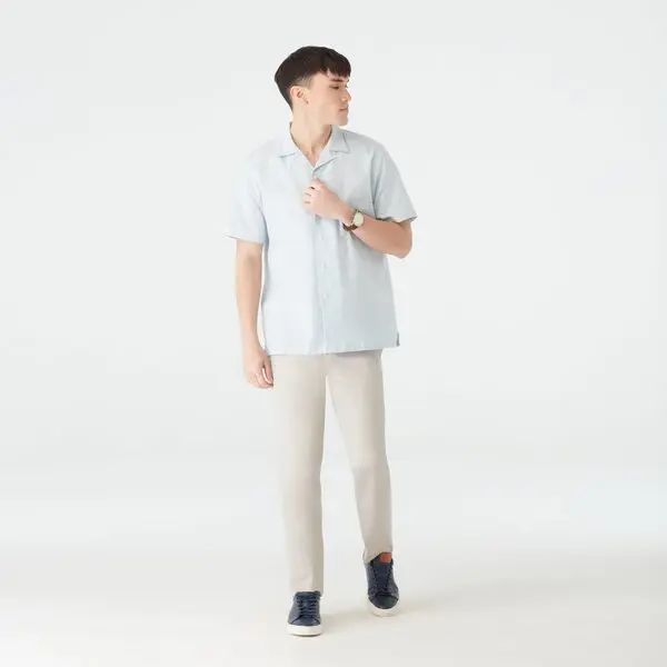 INDOCHINO Sudbury Cotton Linen Light Camp Shirt - Blue