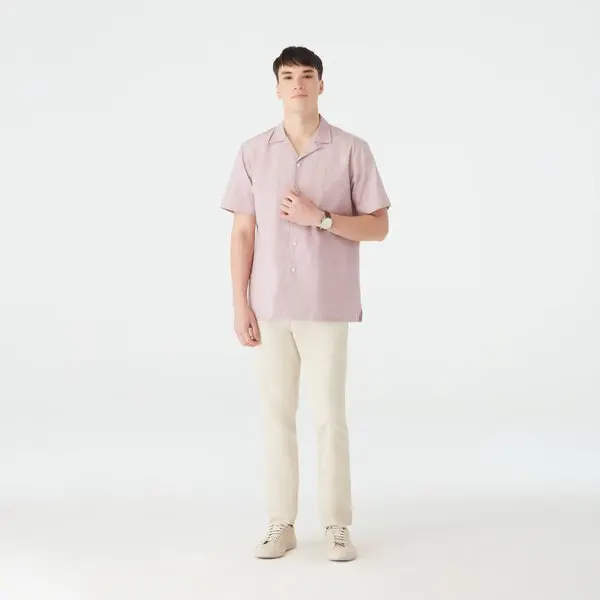 INDOCHINO Sudbury Cotton Linen Rose Camp Shirt - Pink