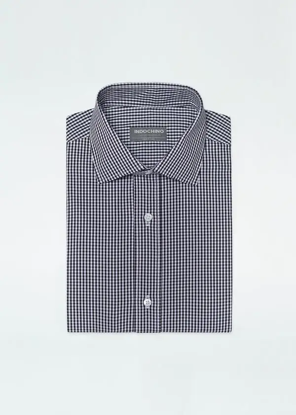 INDOCHINO Helston Anti-wrinkle Gingham Shirt - Black