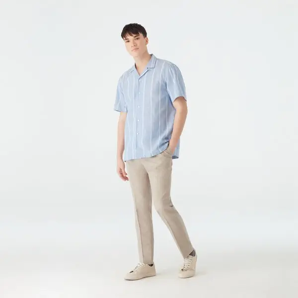 INDOCHINO Kenley Wide Stripe Camp Shirt - Blue