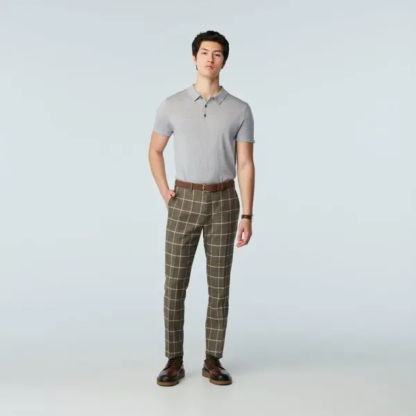 INDOCHINO Madesimo Linen Windowpane Pants - Olive