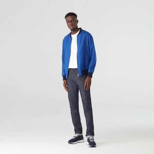 INDOCHINO Knotting Birdseye Deep Bomber Jacket - Blue