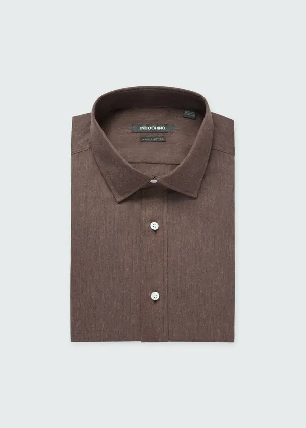 INDOCHINO Jeffery Melange Herringbone Shirt - Brown
