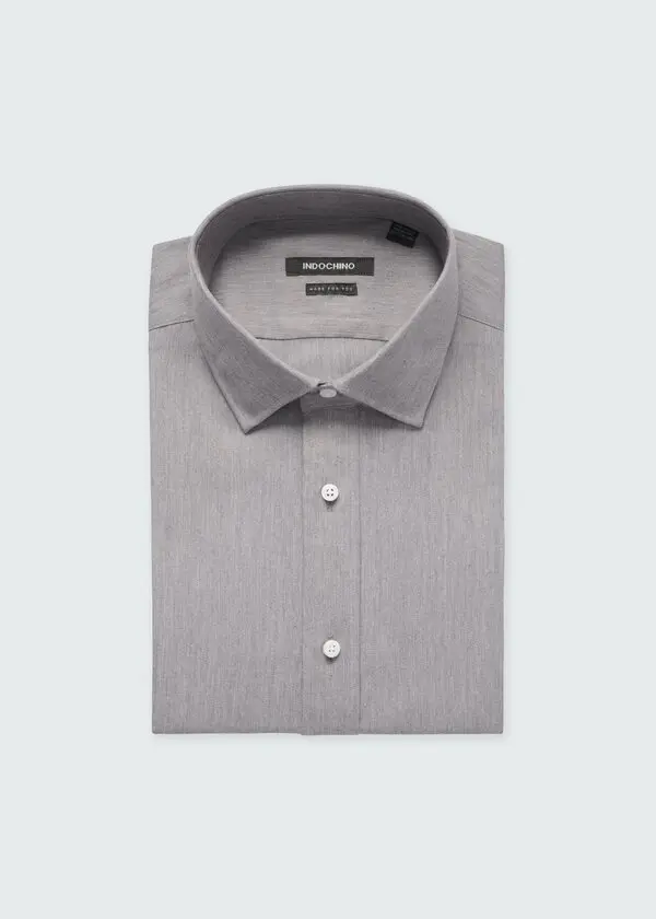 INDOCHINO Jeffery Melange Herringbone Light Shirt - Gray