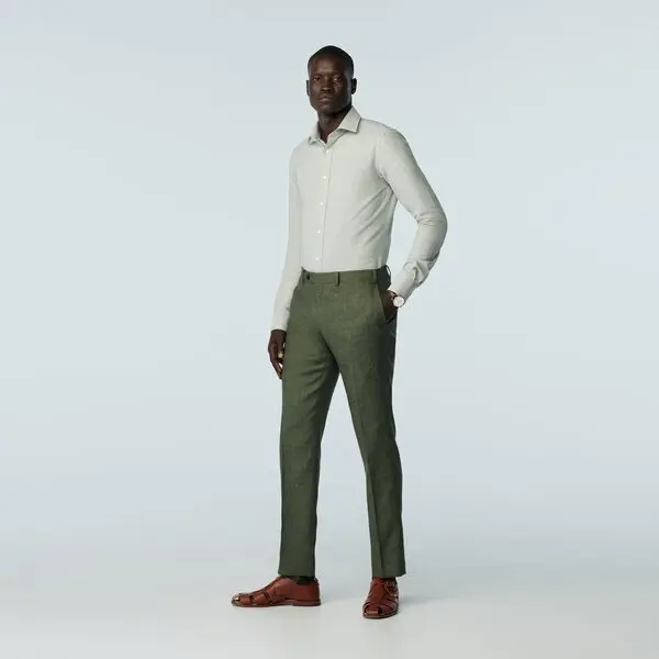 INDOCHINO Madesimo Linen Olive Pants - Green