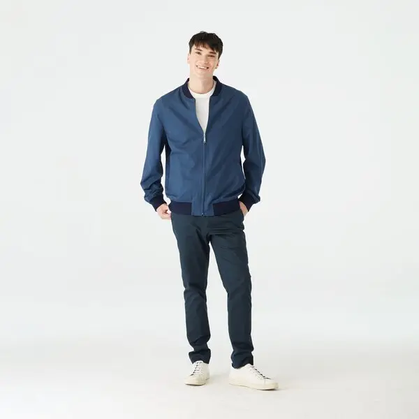 INDOCHINO Howell Wool Stretch Bomber Jacket - Blue