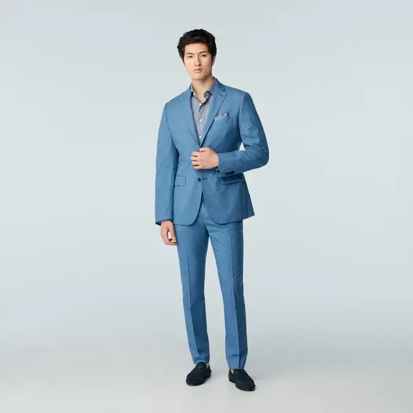 INDOCHINO Montella Wool Cotton Silk Suit - Blue