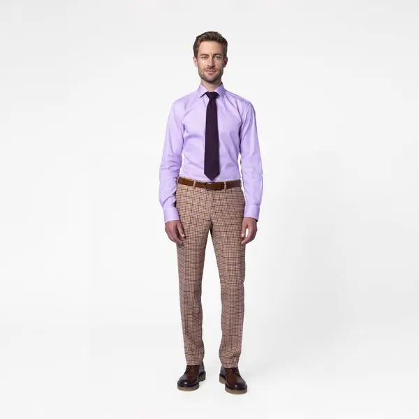 INDOCHINO Belford Houndstooth Check With Lavender Pants - Brown