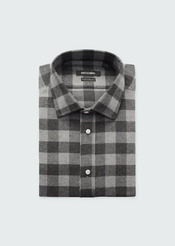 INDOCHINO Jackson Buffalo Flannel Shirt - Gray