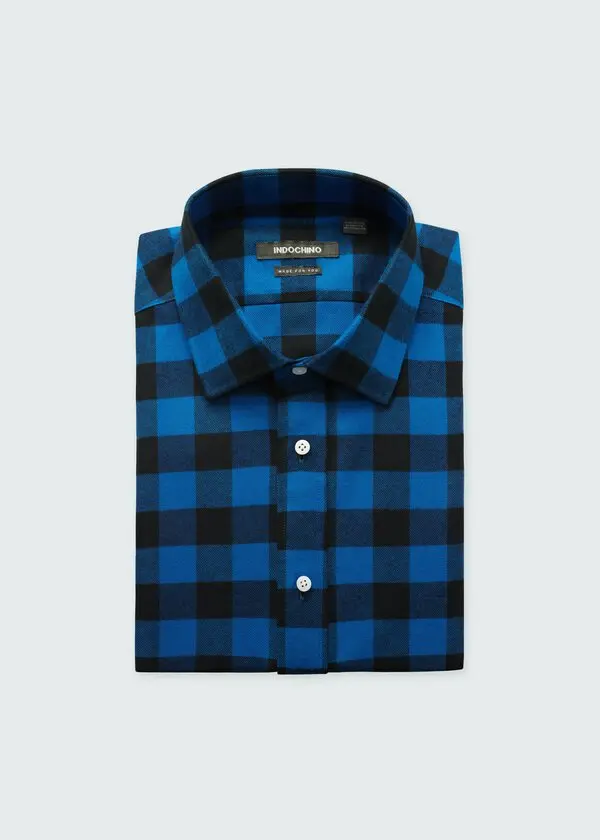 INDOCHINO Jackson Buffalo Flannel Shirt - Blue