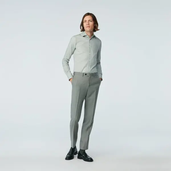 INDOCHINO Hoxton Wool Silk Flannel Light Sage Pants - Green