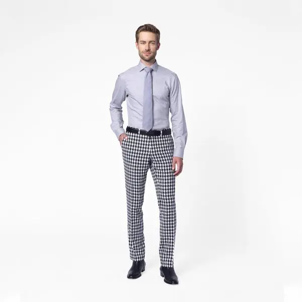 INDOCHINO Glaston Houndstooth And White Pants - Black