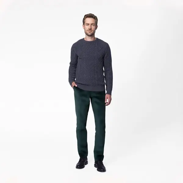INDOCHINO Charcoal Cable Knit Crew Neck Sweater Shirt - Gray