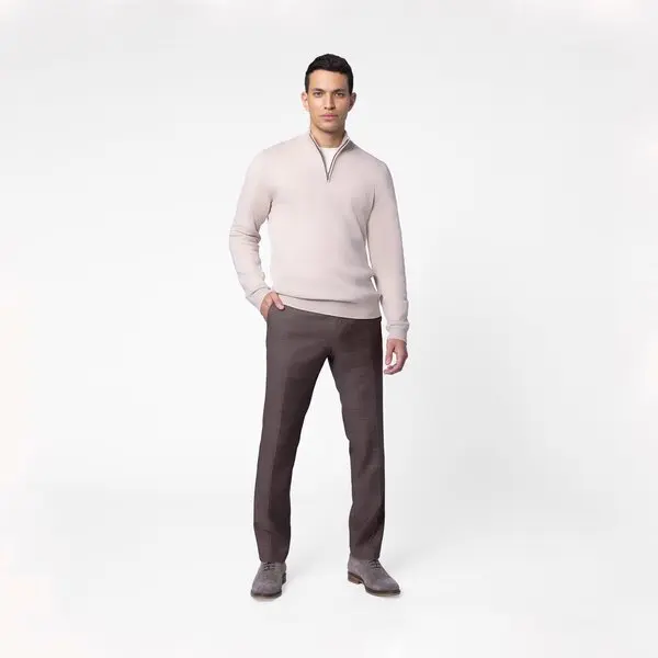 INDOCHINO Quarter Zip Knit Sweater Shirt - Sand