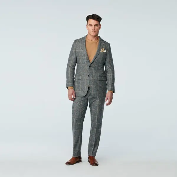 INDOCHINO Molveno Check With Brown Suit - Gray