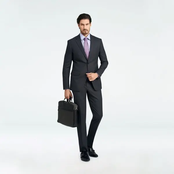 INDOCHINO Hayward Flannel Charcoal Suit - Gray