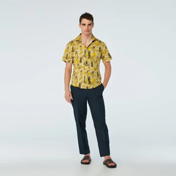 INDOCHINO Langford Pineapple Print Sage Casual Shirt - Green