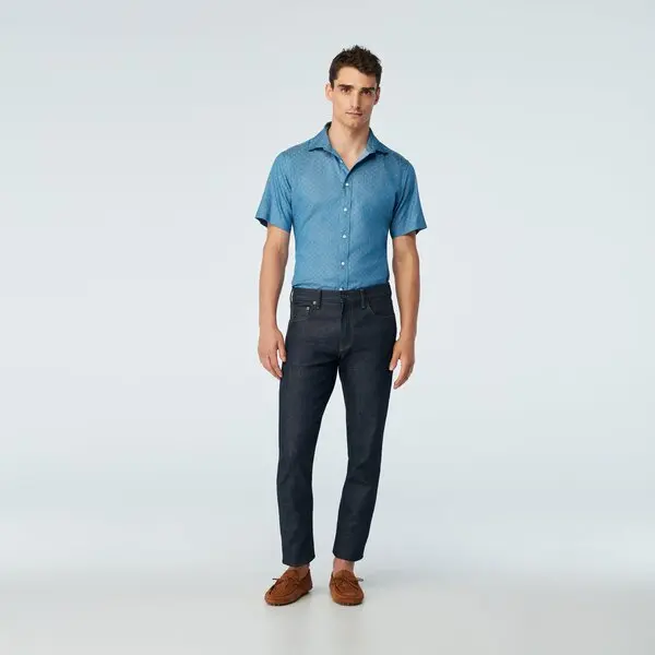 INDOCHINO Lea Floral Print Washed Casual Shirt - Blue