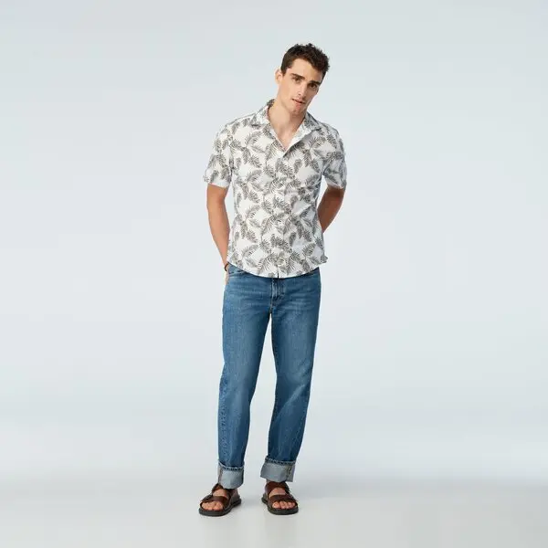 INDOCHINO Seaham Palm Print Apricot Casual Shirt - Yellow
