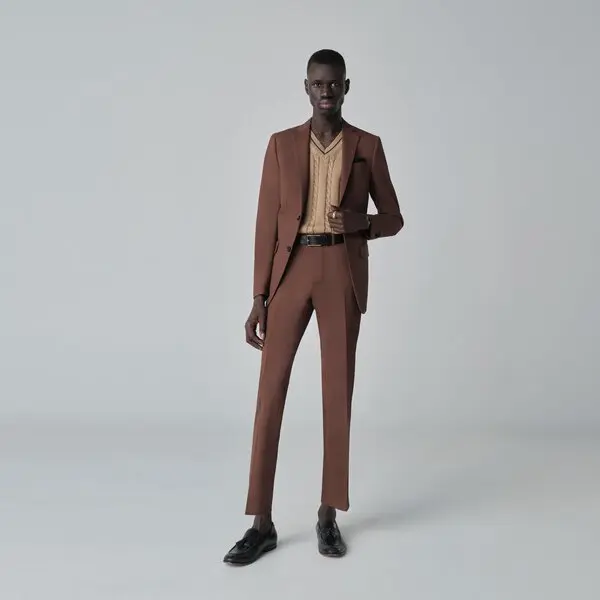 INDOCHINO Howell Wool Stretch Suit - Brown