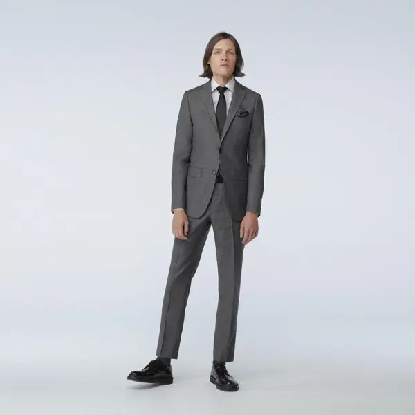 INDOCHINO Motta Basketweave Charcoal Suit - Gray
