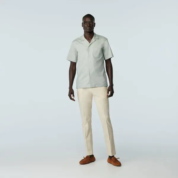INDOCHINO Hailey Cotton Stretch Light Sage Camp Shirt - Green