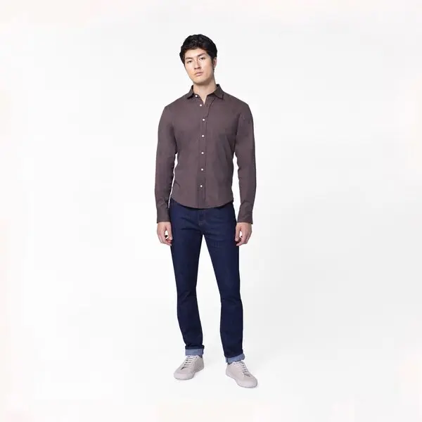 INDOCHINO Jeffery Melange Herringbone Casual Shirt - Brown