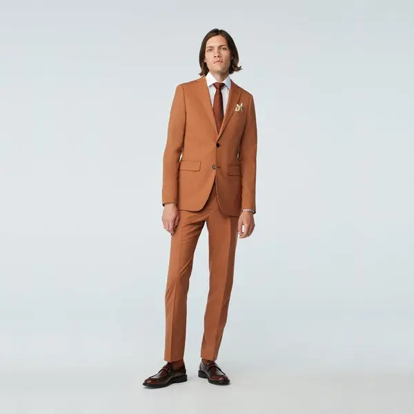 INDOCHINO Norwich Wool Stretch Rust Blazer - Brown