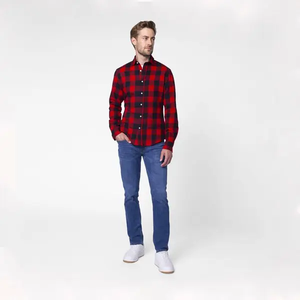 INDOCHINO Jackson Buffalo Flannel Casual Shirt - Red
