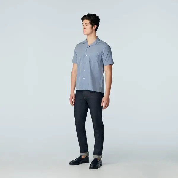 INDOCHINO Hyde Gingham Camp Shirt - Blue