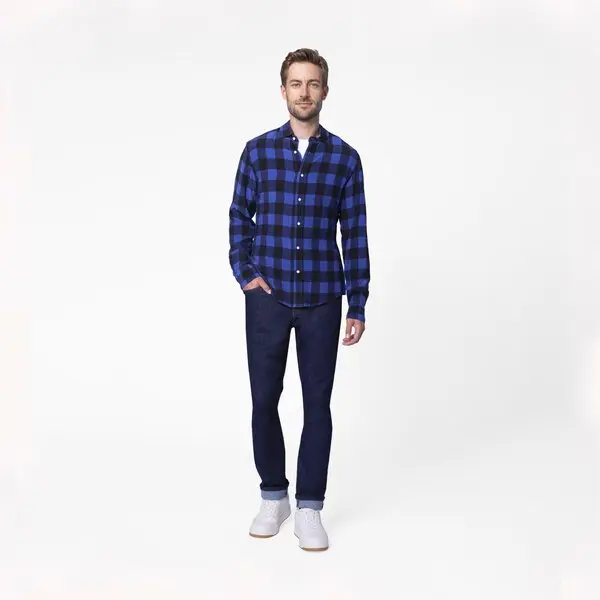 INDOCHINO Jackson Buffalo Flannel Casual Shirt - Blue