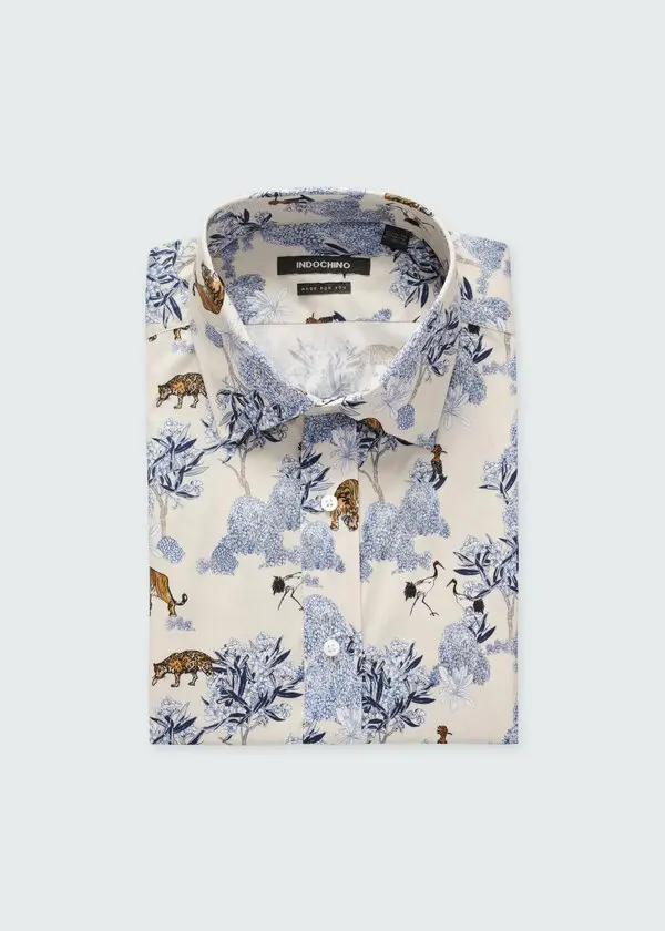 INDOCHINO Langford Animal Ink Print Shirt - Ivory