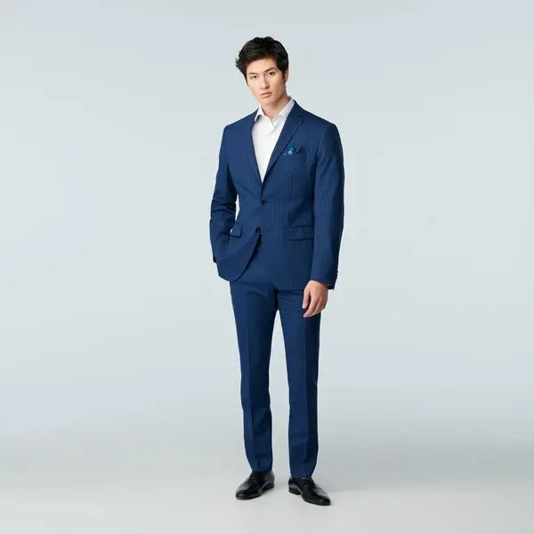 INDOCHINO Howell Wool Stretch Fineline Blazer - Blue