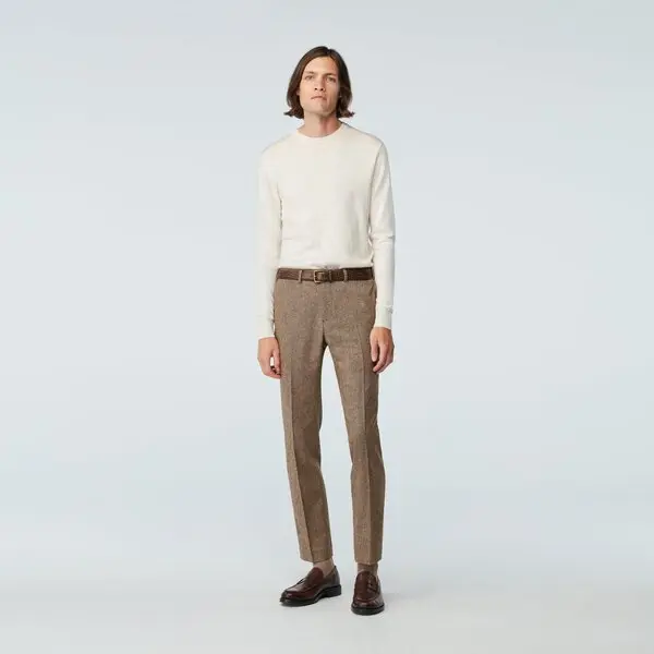 INDOCHINO Beckenham Nailhead Flannel Light Pants - Brown