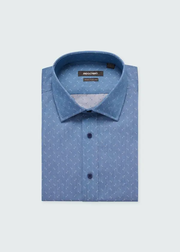 INDOCHINO Lea Floral Print Washed Shirt - Blue