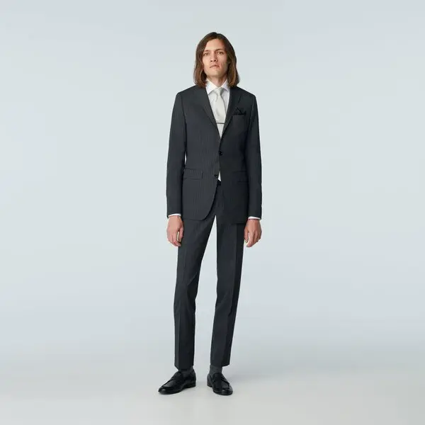 INDOCHINO Howell Wool Stretch Fineline Charcoal Blazer - Gray