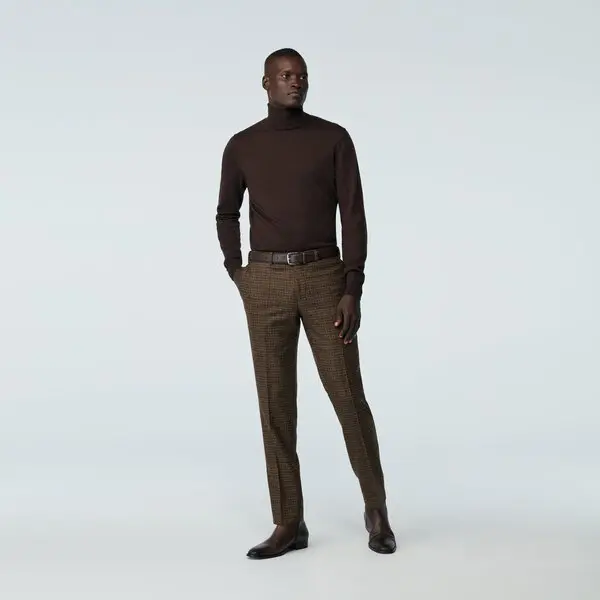 INDOCHINO Newbridge Tweed Wool Stretch Light Pants - Brown