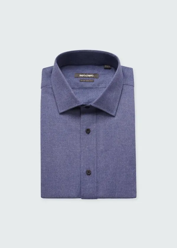 INDOCHINO Glynn Brushed Melange Shirt - Navy