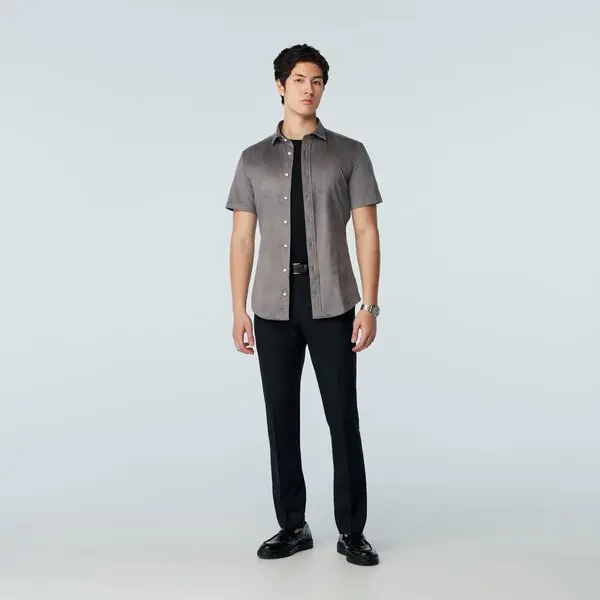 INDOCHINO Lambston Micro Suede Casual Shirt - Gray