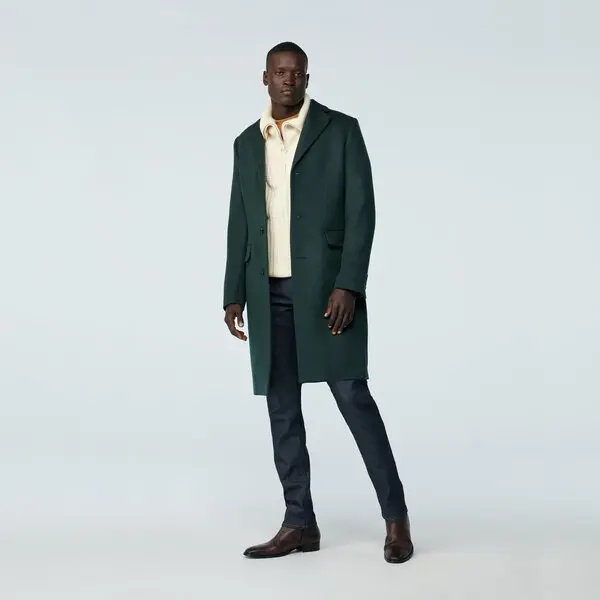 INDOCHINO Heartford Dark Chesterfield Overcoat - Olive
