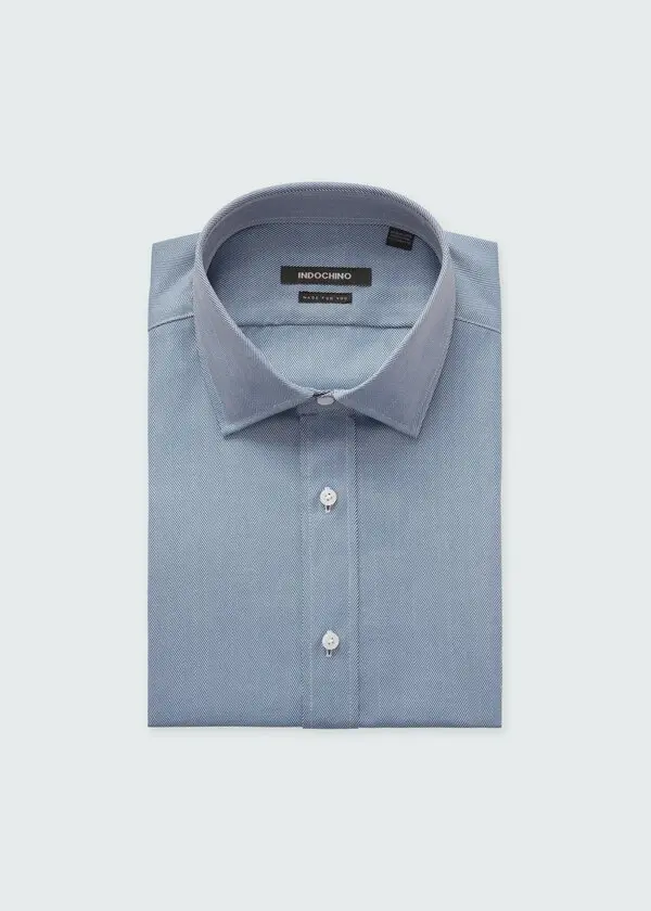 INDOCHINO Hyde Herringbone Stone Shirt - Blue