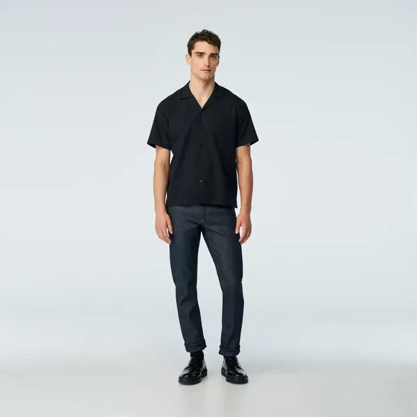 INDOCHINO Oakington Seersucker Camp Shirt - Black