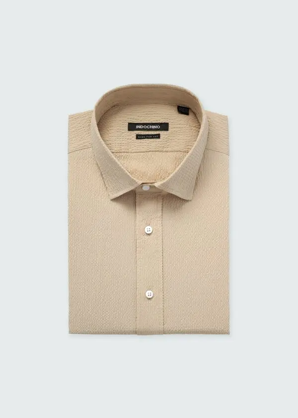 INDOCHINO Oakington Seersucker Shirt - Sand