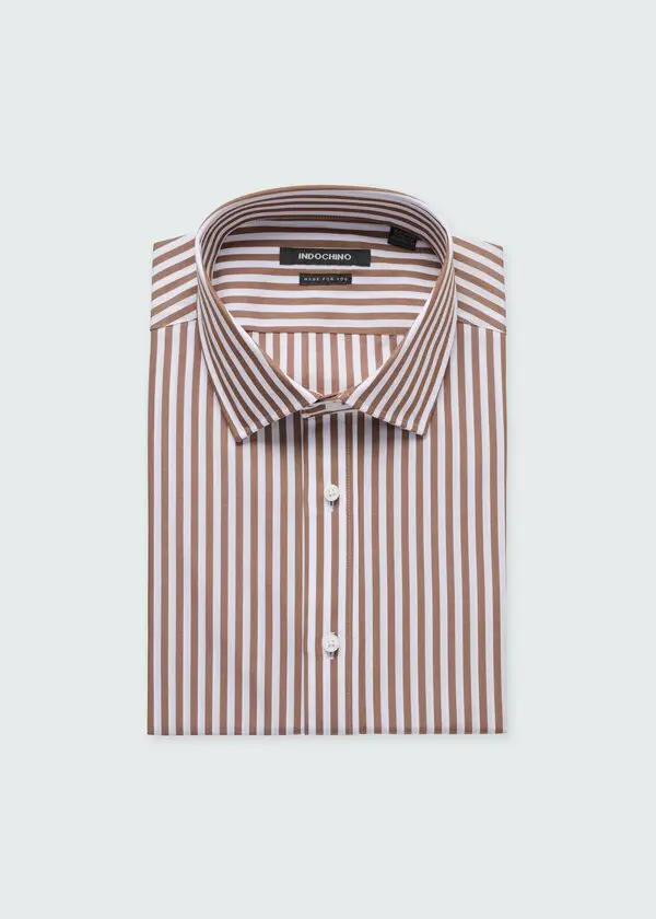 INDOCHINO Hunton Stripe Shirt - Brown