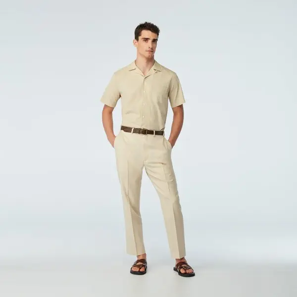 INDOCHINO Oakington Seersucker Camp Shirt - Sand
