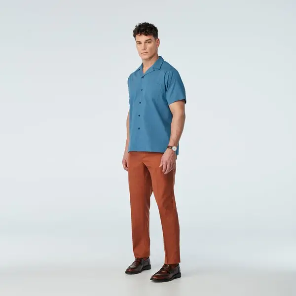 INDOCHINO Oakington Seersucker Stone Camp Shirt - Blue