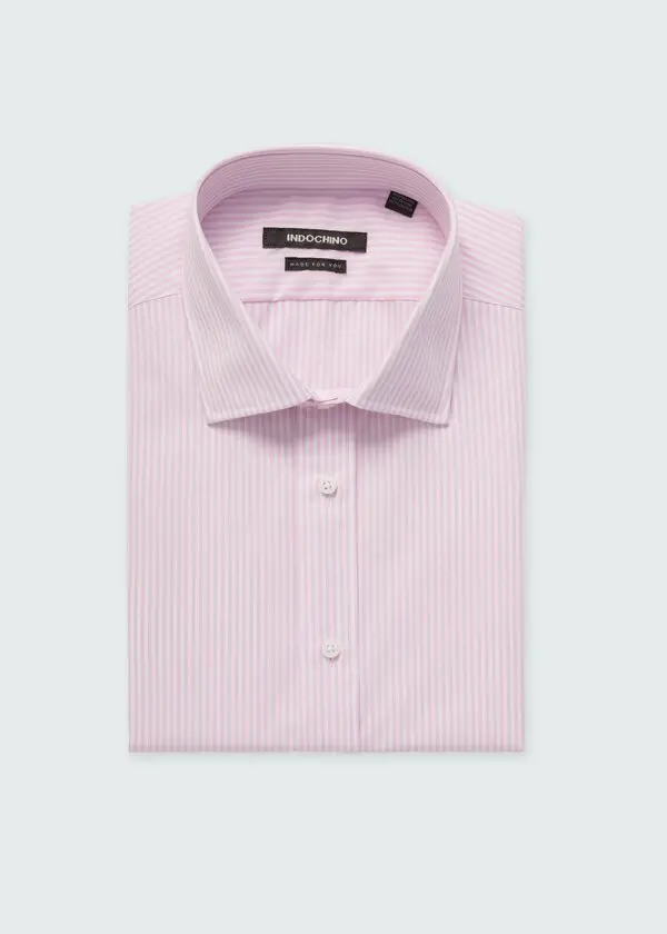INDOCHINO Helston Anti-wrinkle Pinstripe Shirt - Pink