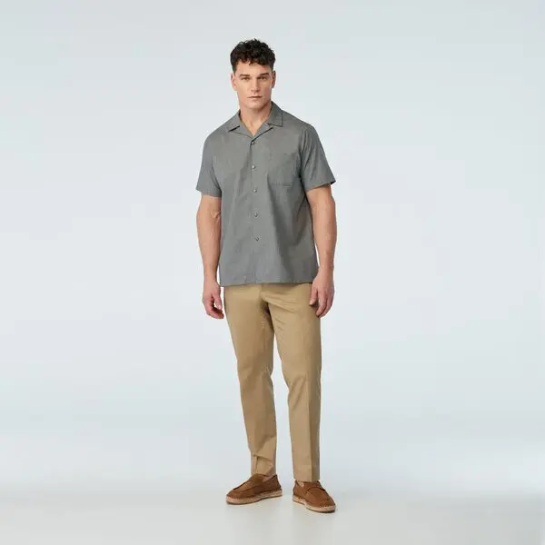 INDOCHINO Ospringe Chambray Camp Shirt - Gray