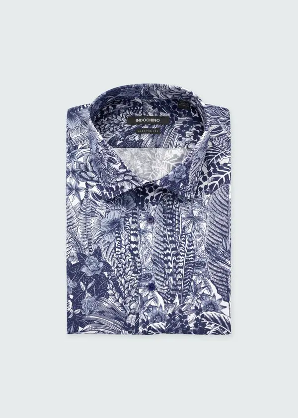 INDOCHINO Oyne Floral Print Shirt - Navy