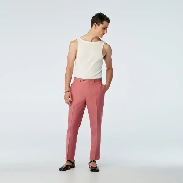 INDOCHINO Stockport Wool Linen Dusty Rose Pants - Pink